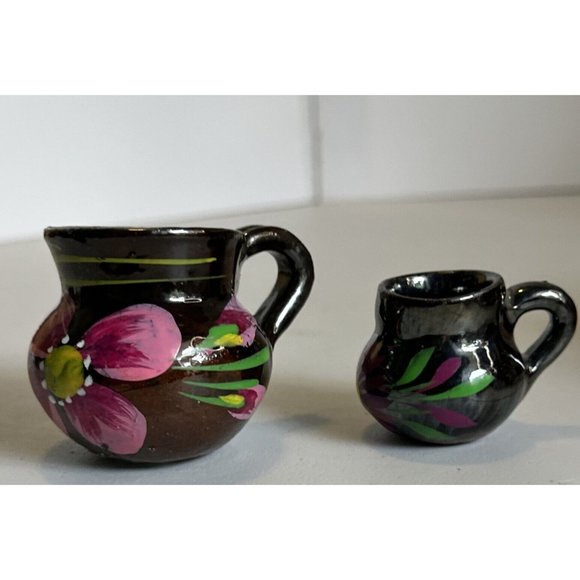 Accents | 2 Vintage Miniature Ceramic Clay Hand Painted Tiny Pitchers ...